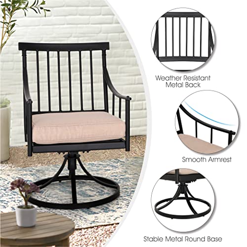 PHI VILLA Metal Patio Dining Det 6,7 Piece Metal Outdoor Dining Table Set - 1 Rectangle Expanding Dining Table and 6 Swivel Chairs Garden Outdoor Chairs