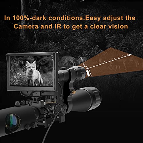BESTSIGHT Night Vision Scope,DIY Night Vision(Day and Night),Quick Installation Barrle,5" Display Screen with 5w 850nm Infrared Illuminator,View 200m in Night,for 38-44mm Eyepiece Scope(Optic Sight)