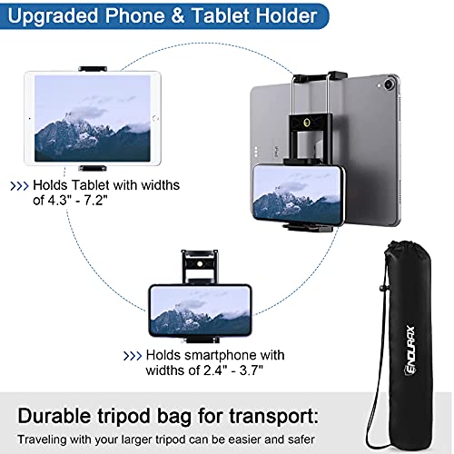 Endurax 74 Camera Tripod for Canon Nikon Sony, DSLR Tripod Stand Tall with Phone Mount and Carry Bag