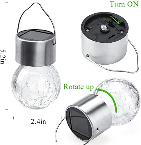 GZKPL Outdoor Solar Light, Waterproof Hanging Lantern Decorative Garden Lights with Cracked Glass & Hook for Patio, Tree, Yard, Camper, Lawn, Pool, Christmas Decor (Warm White)