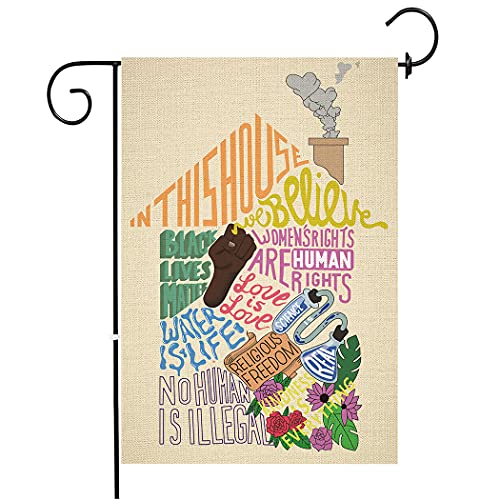 chengxun Kindness Is Everything Garden Flag In This House, Family Quote, Black Lives Matter and Water Is Life Flag Double Sided 12.5*18 Inch Yard Flag Outdoor Decor