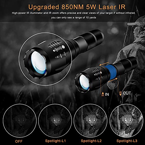 BESTSIGHT Night Vision Scope,DIY Night Vision(Day and Night),Quick Installation Barrle,5" Display Screen with 5w 850nm Infrared Illuminator,View 200m in Night,for 38-44mm Eyepiece Scope(Optic Sight)