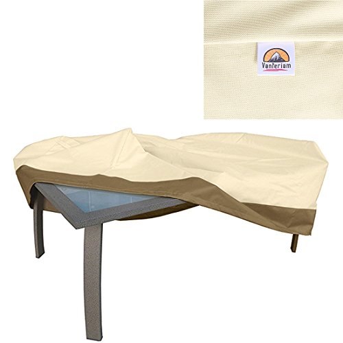 Vanteriam Outdoor Rectangular / Oval Patio Dining Table Cover-Waterproof Large Outdoor Patio Furniture Cover for Dining Table