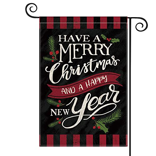 AVOIN colorlife Have A Merry Christmas And A Happy New Year Garden Flag Double Sided, Winter Holiday Yard Outdoor Decoration 12.5 x 18 Inch