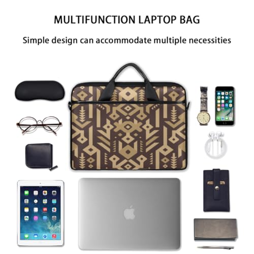 Retro Seamless Motifs Laptop Computer Bag Waterproof Shoulder Messenger Bag 13-15 inch Durable Laptop Tote Bag with Shoulder Strap Handle Lightweight Crossbody Briefcase