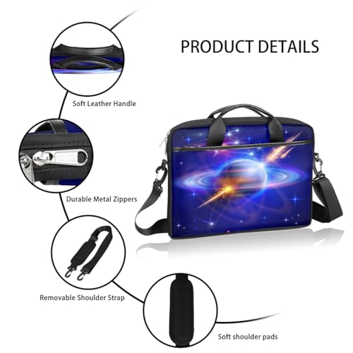 Planet Universe Laptop Computer Bag Waterproof Shoulder Messenger Bag 13-15 inch Durable Laptop Tote Bag with Shoulder Strap Handle Lightweight Crossbody Briefcase