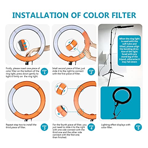 Neewer Ring Light Kit:18"/48cm Outer 55W 5500K Dimmable LED Ring Light, Light Stand, Carrying Bag for Camera,Smartphone,YouTube,TikTok,Self-Portrait Shooting, Black, Model:10100416