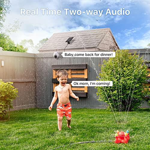 EUKI Security Cameras Wireless Outdoor, 2K Solar Security Camera System 360° PTZ with Spotlight & Siren, 2.4Ghz Outdoor Security Cameras,Color Night Vision, PIR Motion Detection, 2-Way Talk, IP66.
