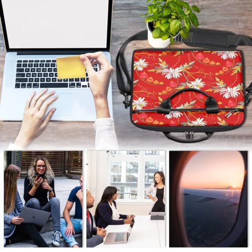 Ethnica Flower Laptop Computer Bag Waterproof Shoulder Messenger Bag 13-15 inch Durable Laptop Tote Bag with Shoulder Strap Handle Lightweight Crossbody Briefcase
