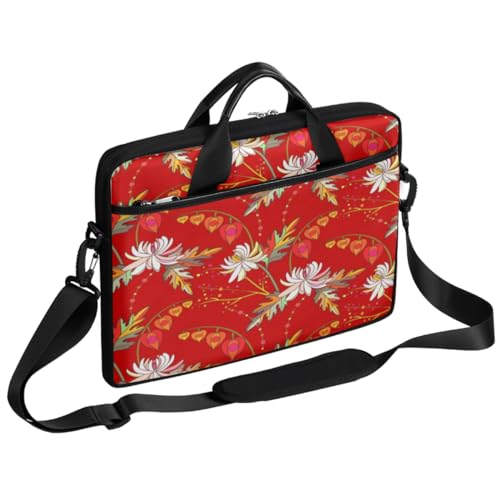 Ethnica Flower Laptop Computer Bag Waterproof Shoulder Messenger Bag 13-15 inch Durable Laptop Tote Bag with Shoulder Strap Handle Lightweight Crossbody Briefcase