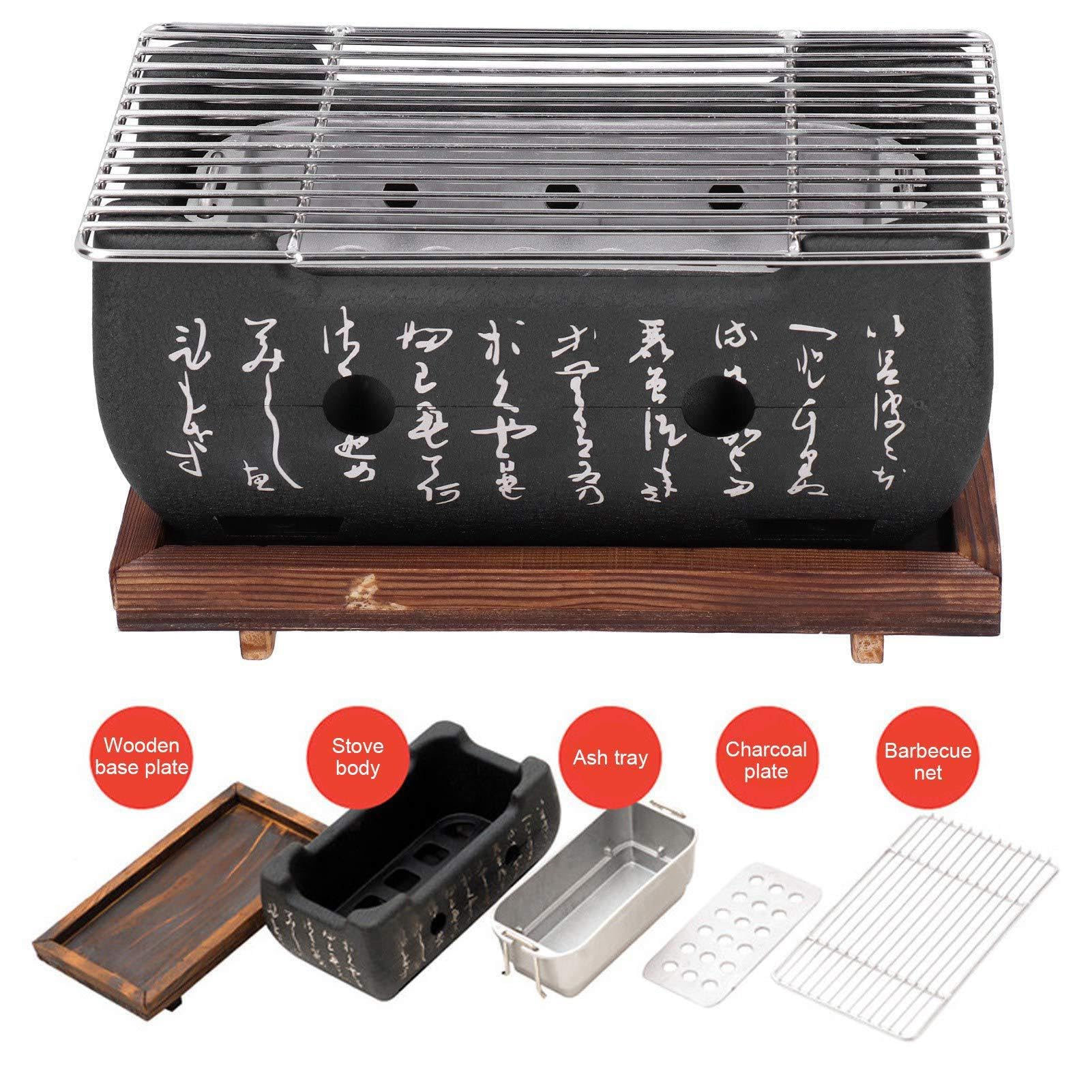 Japanese Barbecue Grill, Portable Charcoal Chrome Cooking Grill, Japanese and Wind Grill, Internal Grates BBQ Grill Rectangle with Wire Mesh, Outdoor Barbecues Camping Traveling