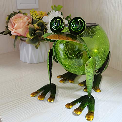 Yard Décor Frog Solar Light Iron Ornament Garden Decor Waterproof Outdoor Decorations for Patio Tabletop LED Lantern
