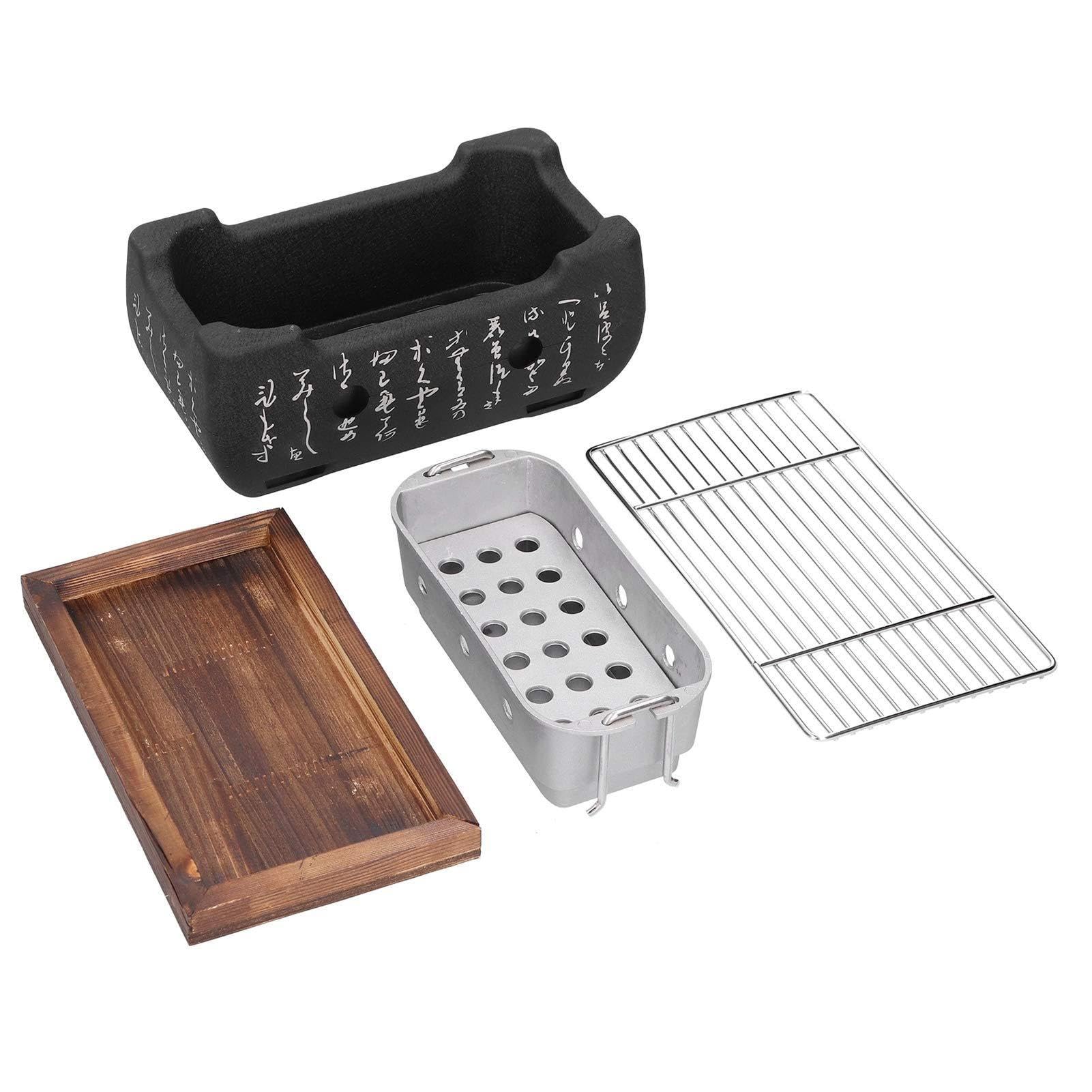 Japanese Barbecue Grill, Portable Charcoal Chrome Cooking Grill, Japanese and Wind Grill, Internal Grates BBQ Grill Rectangle with Wire Mesh, Outdoor Barbecues Camping Traveling