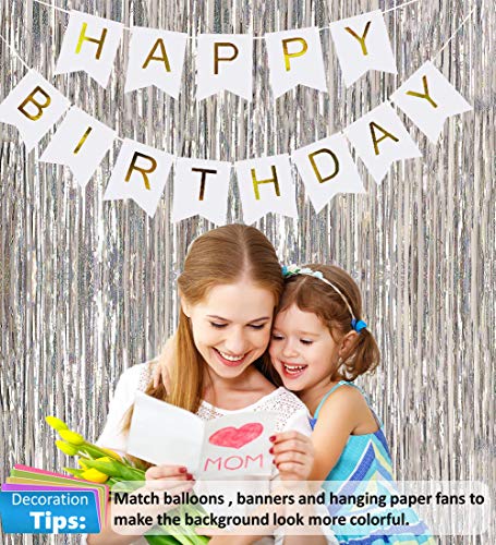 Moohome 2 Pack 3.28 ft x 9.84 ft Metallic Sparkle Silver Fringe Curtains Tinsel Foil Curtains for Party Backdrop Photo Booth Backdrop Door Window Streamer Curtain Party Wedding Background Decor