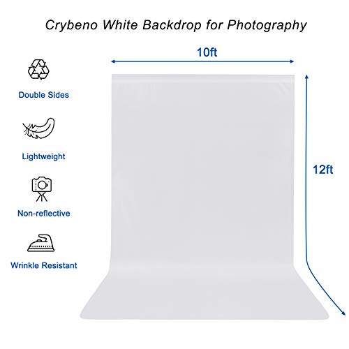White Backgrounds for Photography, 10 x 12 ft Polyester Chromakey Backdrop Cloth, Collapsible Solid Color Background for Photo Shooting, Streaming Live, Video Studio