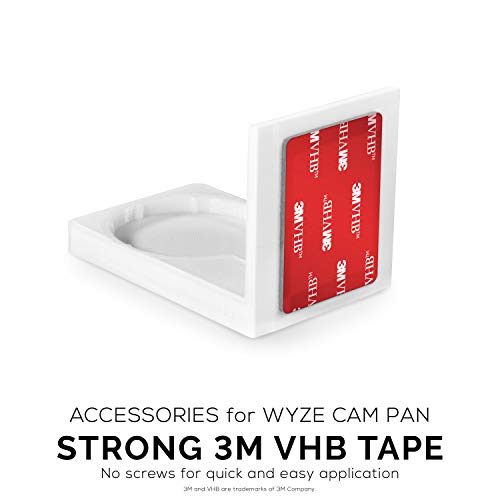 BRAINWAVZ Screwless Wall Mount Kit for Wyze Cam Pan, VHB Stick On - Easy to Install, Full Tilt & Pan Function, No Mess, No Drilling, Strong Adhesive Mount (White)