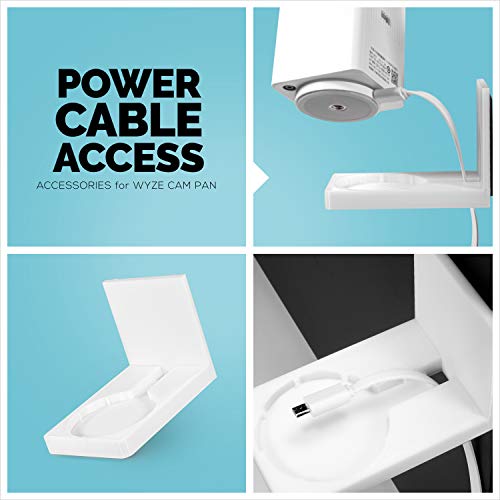 BRAINWAVZ Screwless Wall Mount Kit for Wyze Cam Pan, VHB Stick On - Easy to Install, Full Tilt & Pan Function, No Mess, No Drilling, Strong Adhesive Mount (White)