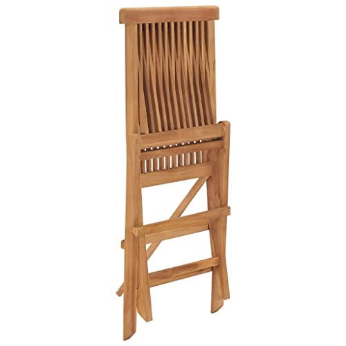 vidaXL 4X Solid Teak Wood Folding Patio Chairs Outdoor Garden Terrace Yard Wooden Seat Sitting Foldable Dining Dinner Chair Furniture