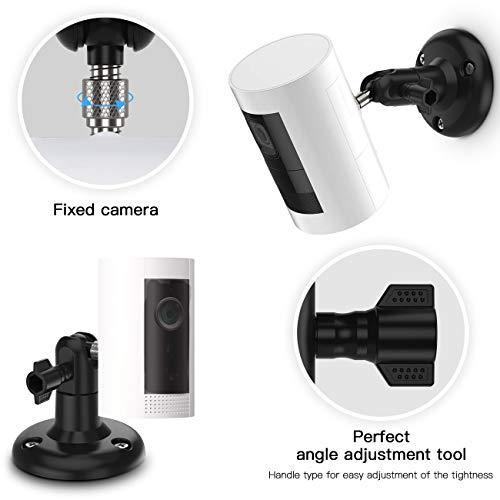 TIUIHU 360 Degree Adjustable Mount for Ring Stick Up/Ring Indoor Cam/Ring Battery Cam, Stable Outdoor Ceiling Bracket Mounting Kit Camera Accessories for Ring Plug-in HD Security Camera(2-Pack,Black)