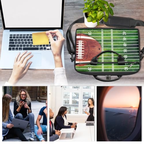 American Football Field Laptop Computer Bag Waterproof Shoulder Messenger Bag 13-15 inch Durable Laptop Tote Bag with Shoulder Strap Handle Lightweight Crossbody Briefcase