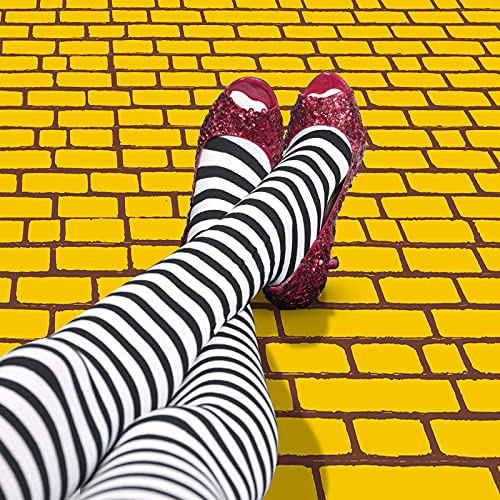 4.5 x 9 Feet Yellow Brick Road Runner Novelty Aisle Floor Runner Brick Wall Backdrop, Princess Decorations Party Supplies for Halloween Cosplay Party (3 Pieces)