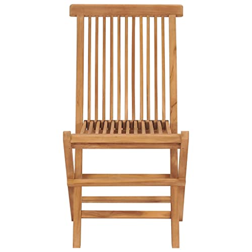 vidaXL 4X Solid Teak Wood Folding Patio Chairs Outdoor Garden Terrace Yard Wooden Seat Sitting Foldable Dining Dinner Chair Furniture