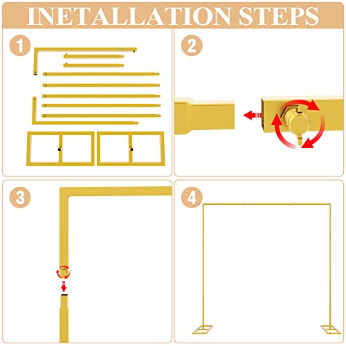 Wokceer 8x8FT Backdrop Stand Heavy Duty Pipe and Drape Kit with Base, Square Adjustable Backdrop Stand for Wedding Birthday Party Photo Booth Background Photography Exhibition Decoration