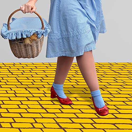 4.5 x 9 Feet Yellow Brick Road Runner Novelty Aisle Floor Runner Brick Wall Backdrop, Princess Decorations Party Supplies for Halloween Cosplay Party (3 Pieces)