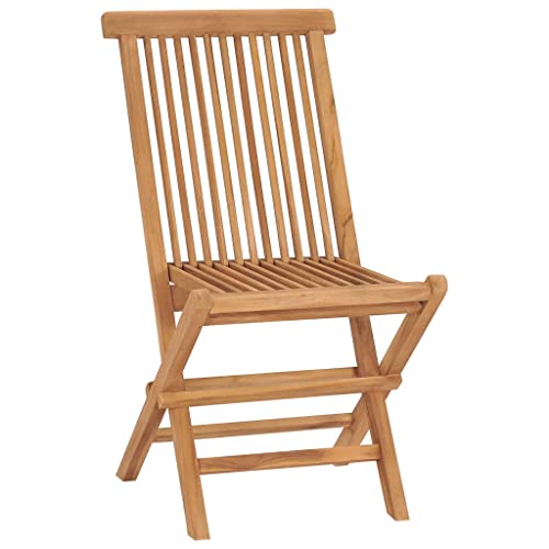vidaXL 4X Solid Teak Wood Folding Patio Chairs Outdoor Garden Terrace Yard Wooden Seat Sitting Foldable Dining Dinner Chair Furniture