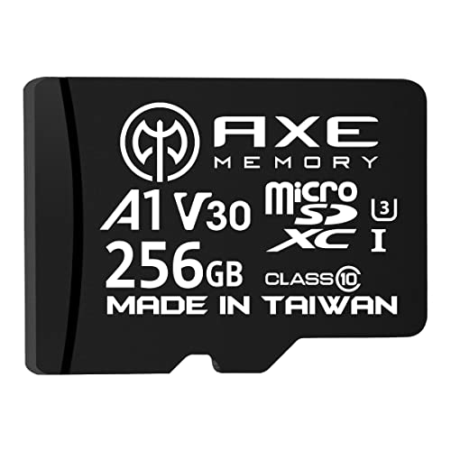 AXE MEMORY 256GB microSDXC Memory Card + SD Adapter with A1 App Performance, V30 UHS-I U3 4K