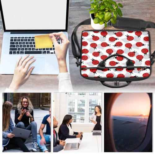 Ladybugs Pattern Laptop Computer Bag Waterproof Shoulder Messenger Bag 13-15 inch Durable Laptop Tote Bag with Shoulder Strap Handle Lightweight Crossbody Briefcase