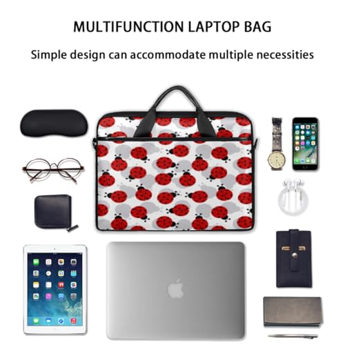 Ladybugs Pattern Laptop Computer Bag Waterproof Shoulder Messenger Bag 13-15 inch Durable Laptop Tote Bag with Shoulder Strap Handle Lightweight Crossbody Briefcase