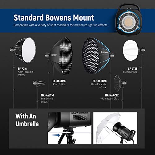 NEEWER Upgraded CB60 70W LED Video Light, Continuous Lighting with 5600K Daylight/CRI 97+/TLCI 97+/9000Lux@1m/Bowens Mount&2.4G Wireless Remote for Studio/Outdoor Photography/YouTube Videos (Gray)