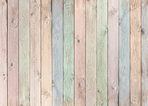 BELECO 7x5ft Fabric Colorful Wood Backdrop Easter Pastel Colored Wood Planks Photography Backdrop Easter Decor Birthday Party Baby Shower Boy Girl Portrait Photoshoot Baby Kids Photo Background Props