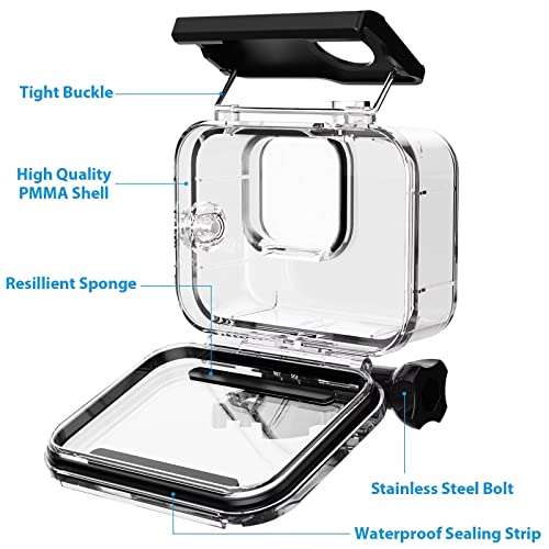 HONGDAK 169ft/60m Waterproof Housing Case for GoPro Hero 11 10/9 Black, Protective Underwater Dive Housing Shell with Bracket Accessories for Go Pro Hero11 Hero10 Hero9 Action Camera