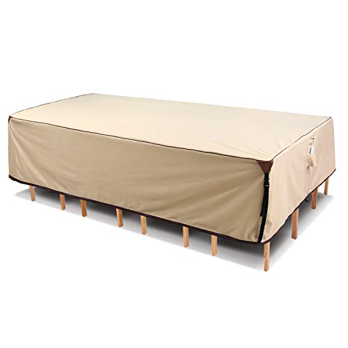 Patio Furniture Covers Waterproof for Outdoor Table, 600D Heavy Duty Tough Oxford Fabric 90x64x28 Inch Rectangular Durable Covers for Dinning Table Chairs Set Yard Sectional Sofa Bench Loveseat