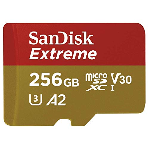 SanDisk 256GB Extreme MicroSDXC UHS-I Memory Card for DJI Mini 3 Pro Also Works with DJI Mini 3 and DJI RC (SDSQXA1-256G-GN6MN) U3 A2 Bundle with (1) Everything But Stromboli Micro SD Card Reader