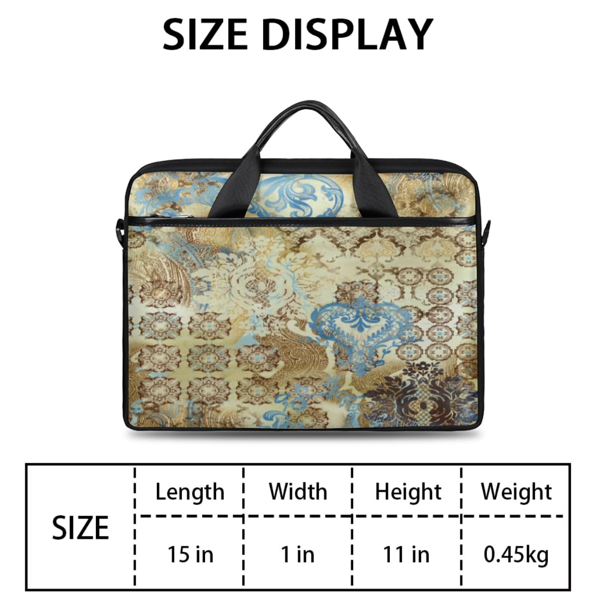 Floral Palace Motifs Laptop Computer Bag Waterproof Shoulder Messenger Bag 13-15 inch Durable Laptop Tote Bag with Shoulder Strap Handle Lightweight Crossbody Briefcase
