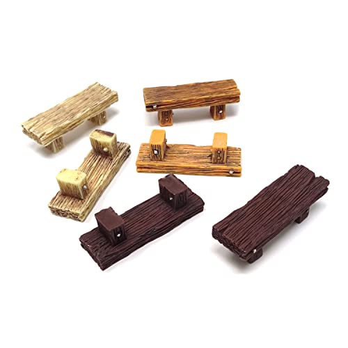 HONBAY 8PCS Mini Resin Wooden Style Benches Artificial Root Stump Miniature Fairy Garden Ornaments for Moss Terrariums Landscape Dollhouse Accessories