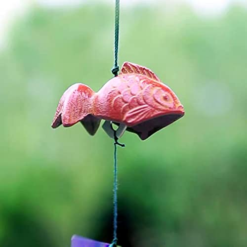 Oavand Japanese Goldfish Bless Small Wind Chimes Outdoor, Iwachu Cast Iron Lucky Temple Wind Bell Memorial and Sympathy Wind Chimes for Outside Good Luck for Garden, Patio, Balcony（Goldfish）