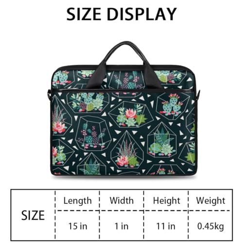 Cactus Laptop Computer Bag Waterproof Shoulder Messenger Bag 13-15 inch Durable Laptop Tote Bag with Shoulder Strap Handle Lightweight Crossbody Briefcase
