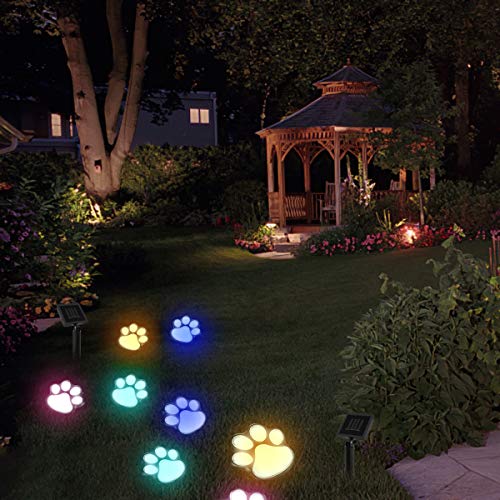 SH-RuiDu Solar 4-Paw Light Garden Ground Dog Cat Paw LED Solar Lamp for Garden Patio Yard Decor Walkway