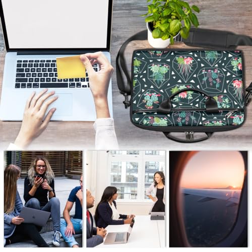 Cactus Laptop Computer Bag Waterproof Shoulder Messenger Bag 13-15 inch Durable Laptop Tote Bag with Shoulder Strap Handle Lightweight Crossbody Briefcase