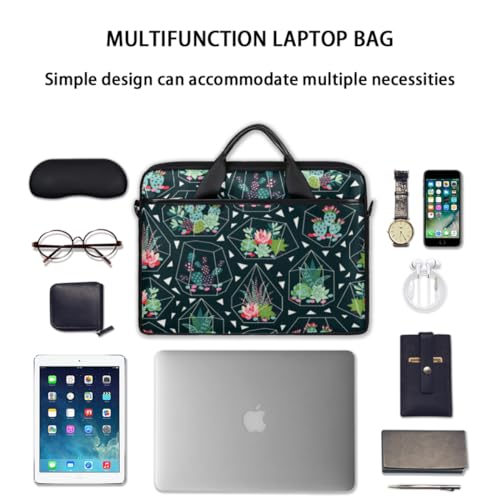 Cactus Laptop Computer Bag Waterproof Shoulder Messenger Bag 13-15 inch Durable Laptop Tote Bag with Shoulder Strap Handle Lightweight Crossbody Briefcase