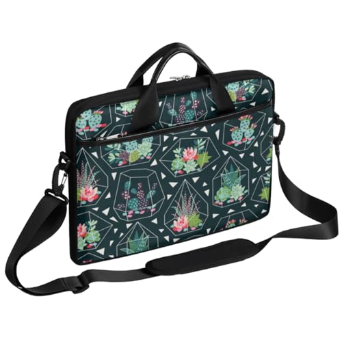 Cactus Laptop Computer Bag Waterproof Shoulder Messenger Bag 13-15 inch Durable Laptop Tote Bag with Shoulder Strap Handle Lightweight Crossbody Briefcase