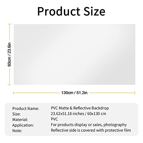 Meking White PVC Backdrop Photography Backdrop Matte & Reflective PVC Background Dual Side Vinyl Photo Backdrop for Product Video Photography Photo Studio 24x51inch (60x130cm)
