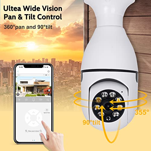 ORLMA Wireless WiFi Light Bulb Camera, 360 Degree E27 Bulb Security Camera Outdoor, Home Cameras with Human Motion Detection and Alarm (1PCS)