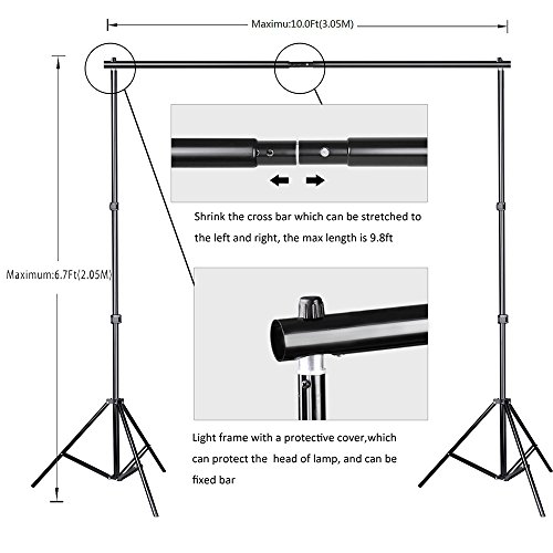 SLOW DOLPHIN Photography Photo Video Studio Background Stand Support Kit with Muslin Backdrop Kits (White Black),1050W 5500K Daylight Umbrella Lighting Kit