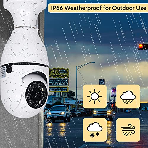 ORLMA Wireless WiFi Light Bulb Camera, 360 Degree E27 Bulb Security Camera Outdoor, Home Cameras with Human Motion Detection and Alarm (1PCS)