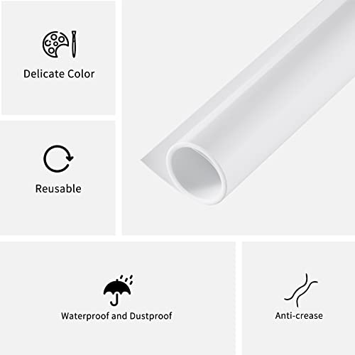 Meking White PVC Backdrop Photography Backdrop Matte & Reflective PVC Background Dual Side Vinyl Photo Backdrop for Product Video Photography Photo Studio 24x51inch (60x130cm)